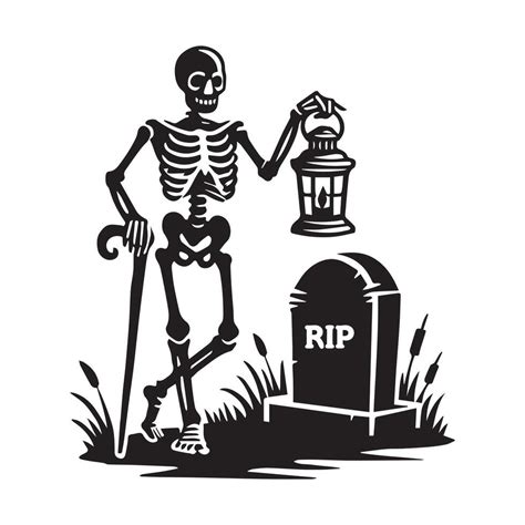 Haunting Skull Tombstone Scene 54801163 Vector Art At Vecteezy