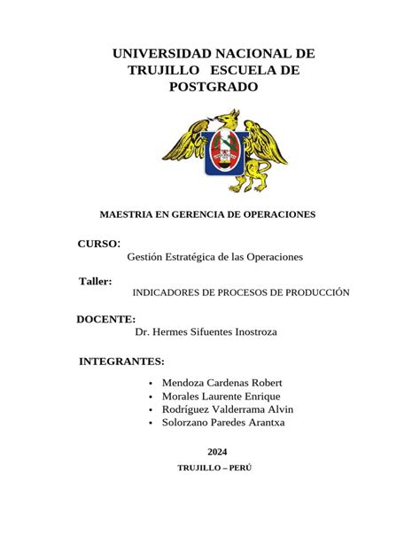 Indicadores De Procesos De Produccion Pdf