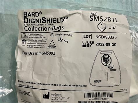 New Bard Sms2b1l Dignishield Collection Bags Disposables General For
