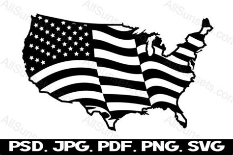 Wavy United States Shape American Flag Graphic By Sunandmoon · Creative Fabrica