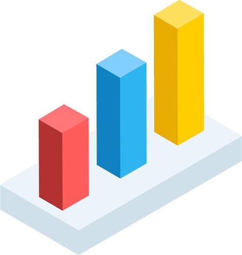 Three Dimensional Bar Graph With Colorful Bars Indicating Increasing