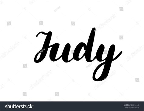 Female Name Judy Handwritten Lettering Black Stock Vector Royalty Free