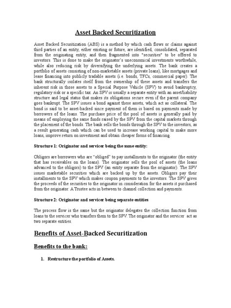 Asset Backed Securitization Download Free Pdf Securitization Asset Backed Security