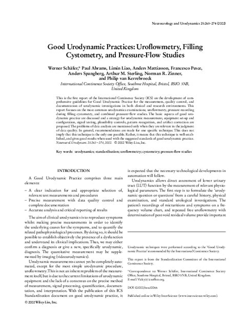 Pdf Good Urodynamic Practices Uroflowmetry Filling Cystometry And