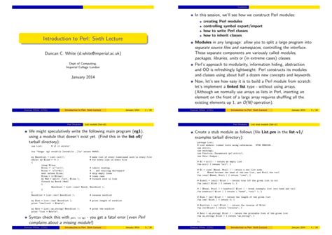 Introduction To Perl Sixth Lecture