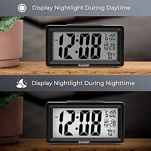 Sharp Alarm Clock With Indoor Temperature Nightlight