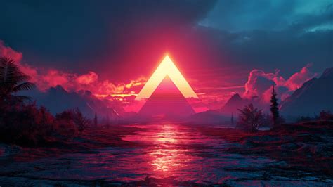 Sunset Pyramid Scenery 4K 5211n Wallpaper PC Desktop