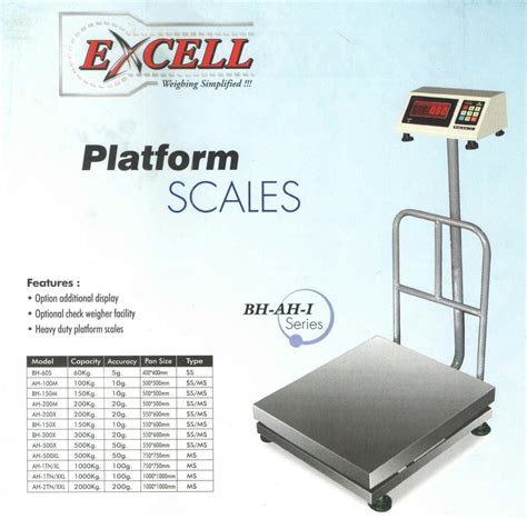 Excell Digital Platform Weighing Scale Capacity 500 Kg Size 600x600