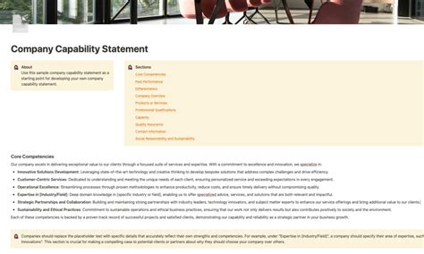 Notion Company Capability Statement Template