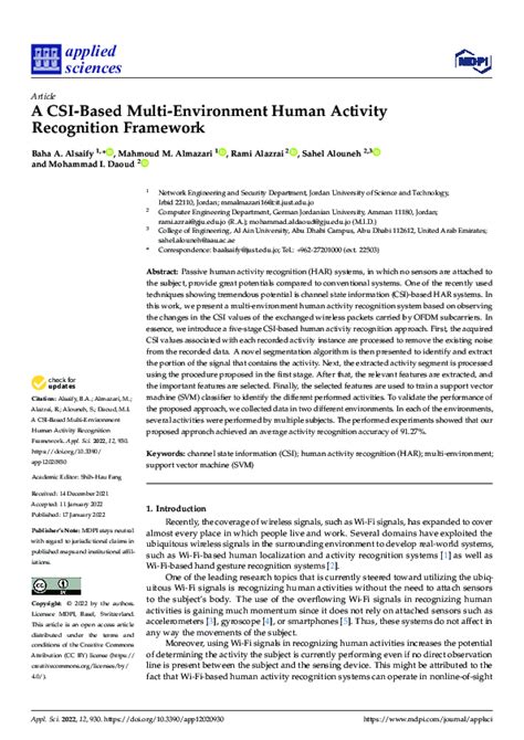 Pdf A Csi Based Multi Environment Human Activity Recognition