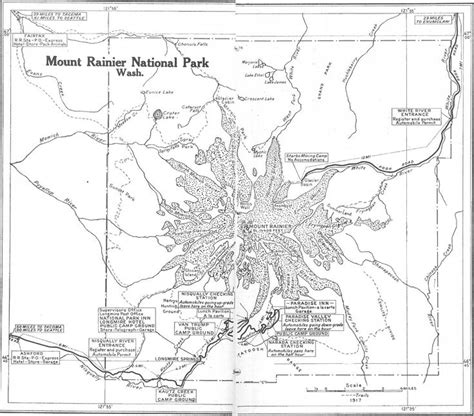 Map Of Mt Rainier National Park Mount Rainier Map Vector Mount