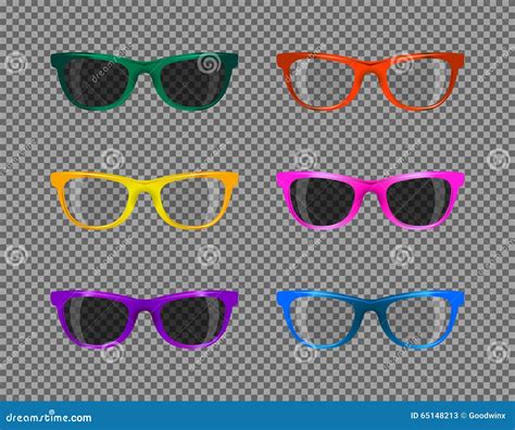 Translucent Fashion Sunglasses Various Colors Set Stock Vector