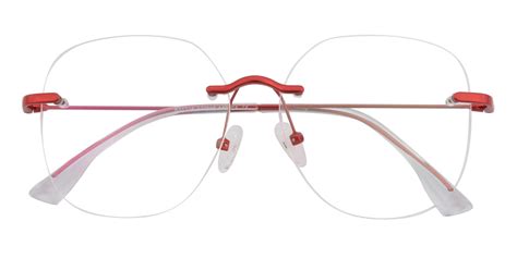 Richfield Polygon Red Rimless Eyeglasses Glassesshop