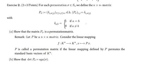 Solved Exercise Points For each permutation σSn we Chegg