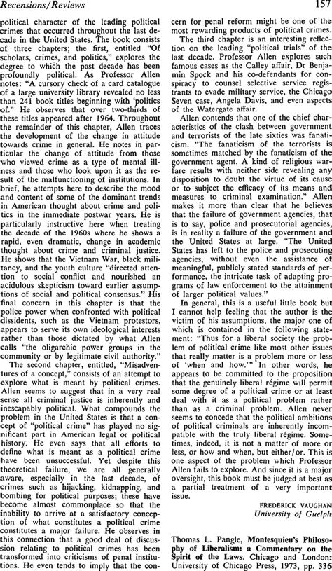 Thomas L Pangle Montesquieus Philosophy Of Liberalism A Commentary On The Spirit Of The Laws
