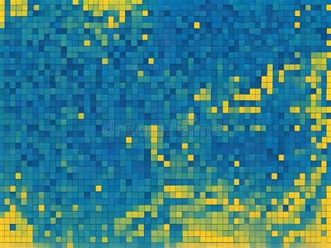 Abstract Bright Gradient Background Blue Color Yellow Pixel Mosaic