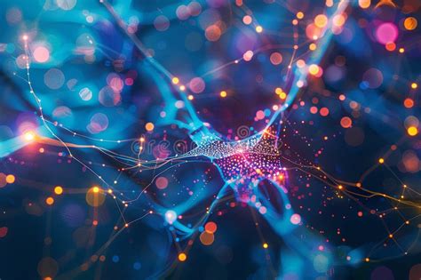 Digital Illustration Showing Intricate Neural Network Structure With
