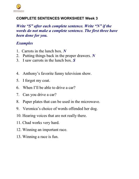 Complete Sentences Esl Worksheet By Patryren Worksheets Library
