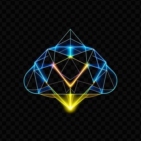 Geometric Cloud With Angular Shapes Precise Lines And Symmetrical Patterns Neon Hues Of Blue