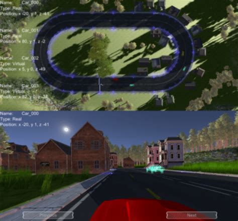 evaluation scenario visualized in unity 3d from both a bird s eye view