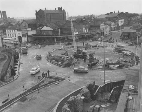 Aerial View Of A Roundabout Roundabout With Traffic Magic Roundabout