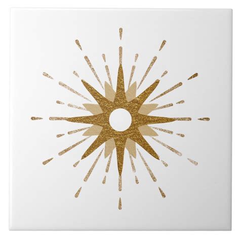 Elegant Gold Starburst Large Ceramic Tile Zazzle