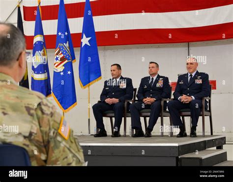 Michigan Air National Guard Leadership Sit On Stage During A 110th Wing