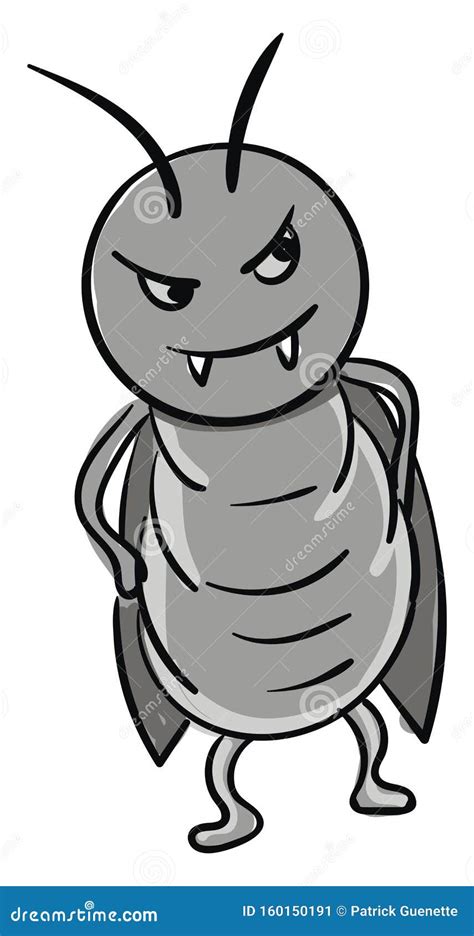 Angry Gray Cockroach Illustration Color Vector Stock Vector