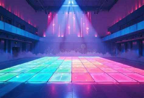 Glowing Dance Floor Cubes Illuminate An Empty Party Hall With Vibrant Colors Stock Image Image