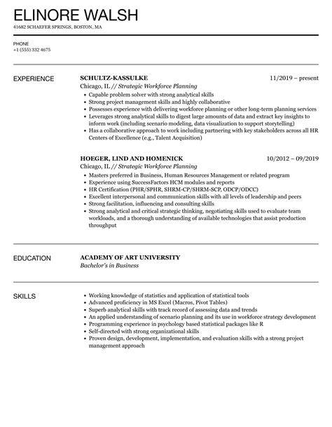 Strategic Workforce Planning Resume Samples Velvet Jobs