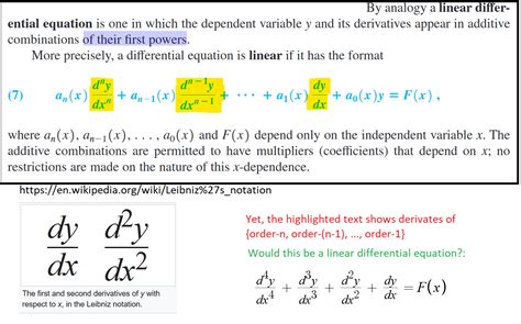 Confused On This Definition Of Linear Differential Equations Raskmath