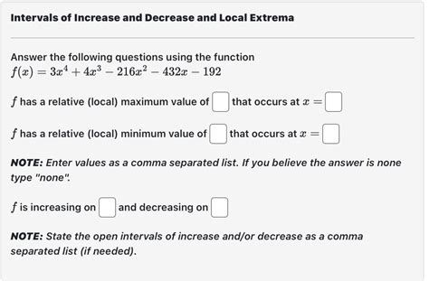 Solved Intervals Of Increase And Decrease And Local