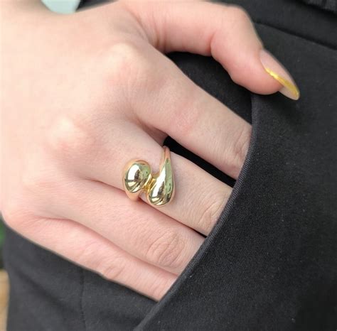 Drop Ring 14k Gold Teardrop Ring For Women Everyday Jewelry Bottega