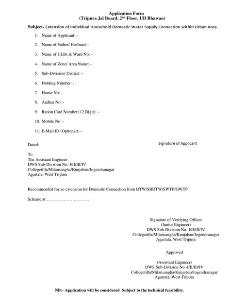 Domestic Water Supply Connection Application Form10 Pdf