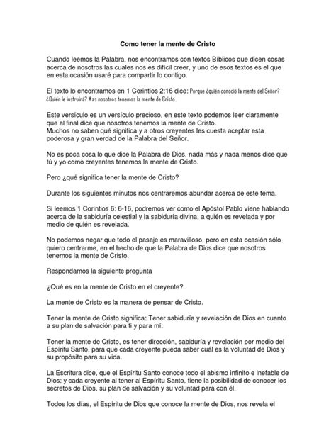 Como Tener La Mente De Cristo Pdf Dios Primera Epístola A Los