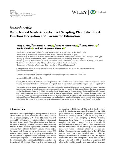 Pdf On Extended Neoteric Ranked Set Sampling Plan Likelihood Function Derivation And