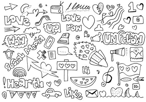 Premium Vector Set Of Cute Doodle Hand Drawing On White Background
