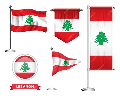 Conjunto Vetor Da Bandeira Nacional Do Líbano Em Vários Desenhos
