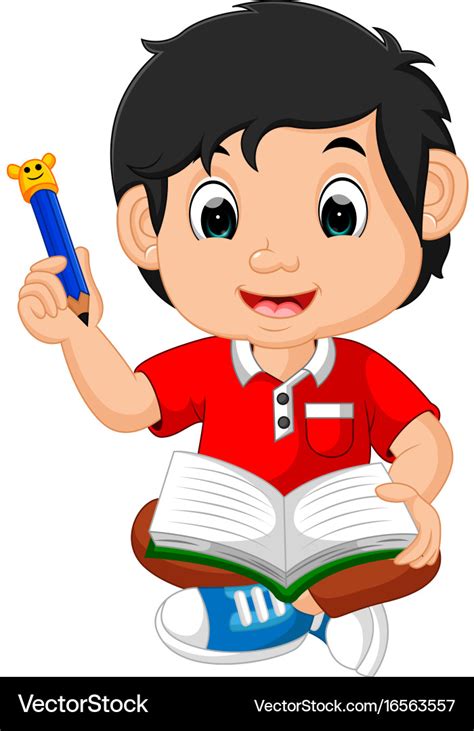 Boy Writing And Drawing Royalty Free Vector Image