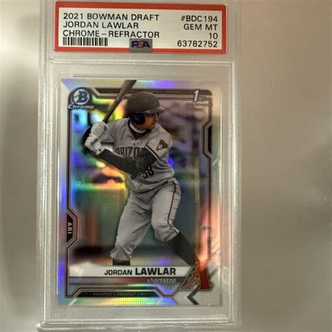 2021 Bowman Draft Jordan Lawlar Chrome Refractor Psa Mint 10 D Backs