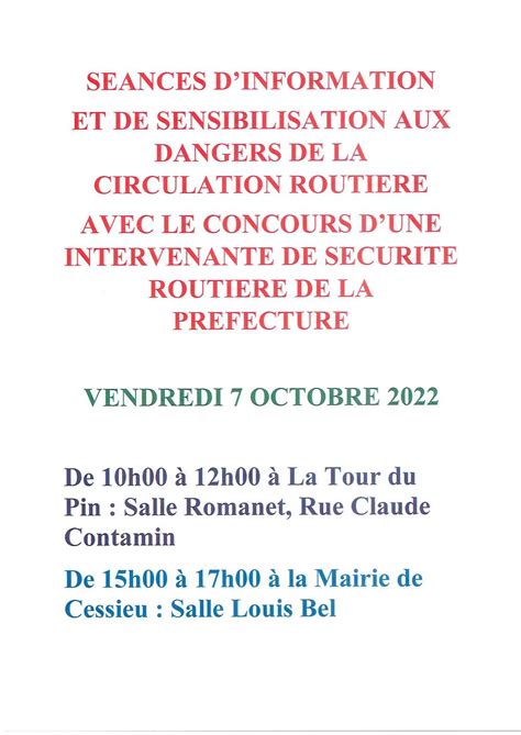 Séances Dinformation Et De Sensibilisation Aux Dangers De La