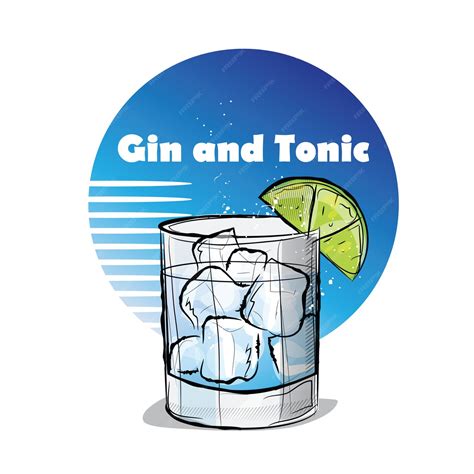 Dibujado A Mano Ilustración De Cóctel Gin Tonic Vector Premium