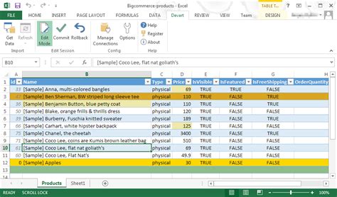 excel add in for bigcommerce connection integration import and bulk