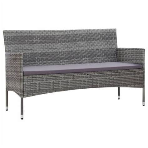 Vidaxl 3 Seater Patio Sofa With Cushions Gray Poly Rattan 61x228x31