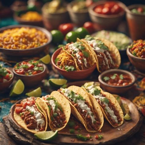 Traditional Mexican Foods On The Table For Food Background Premium Ai
