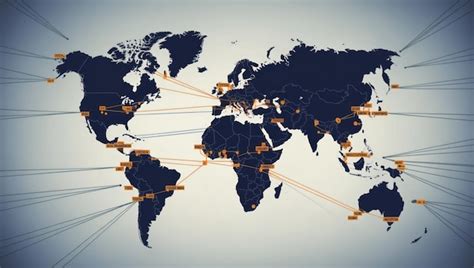 Stylized World Map Visualizing Global Connections And Data Flows