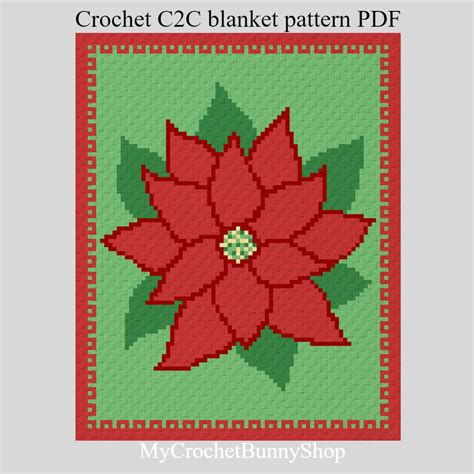 Crochet C2c Poinsettia Blanket Pattern Pdf Instant Download Inspire