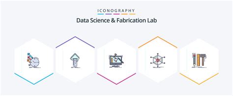 Data Science And Fabrication Lab 25 Filledline Icon Pack Including Info Data Test Processing
