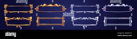 Empty Rectangle Frames In Medieval Style For Game Ui Design Vector Cartoon Set Of User