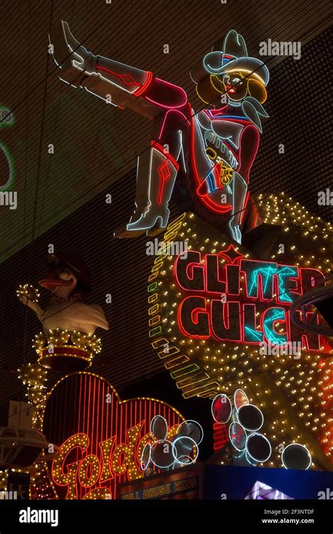The Kicking Girl Glitter Gulch Downtown Las Vegas Nevada Usa
